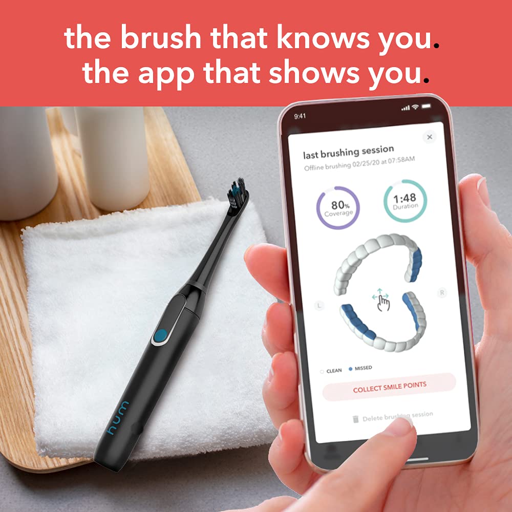 Colgate hum Black Electric Toothbrush for Adults, Starter Kit with Travel Case and Extra Refill Head, Rechargeable Smart Sonic Toothbrush, Black