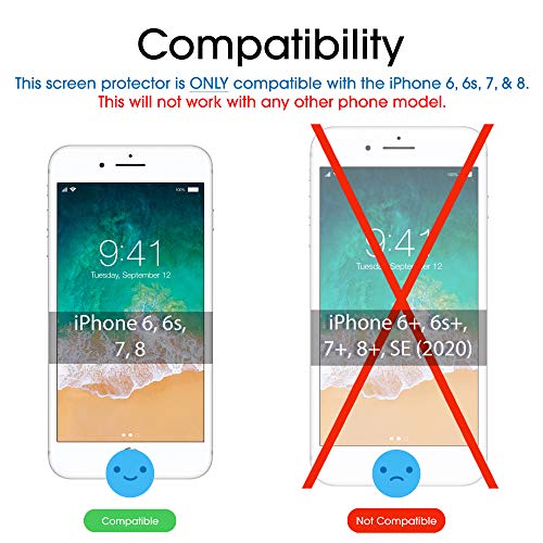 amFilm Screen Protector 4.7β for Apple iPhone 8, iPhone 7, iPhone 6S and iPhone 6, Tempered Glass 4.7β, 2 Pack