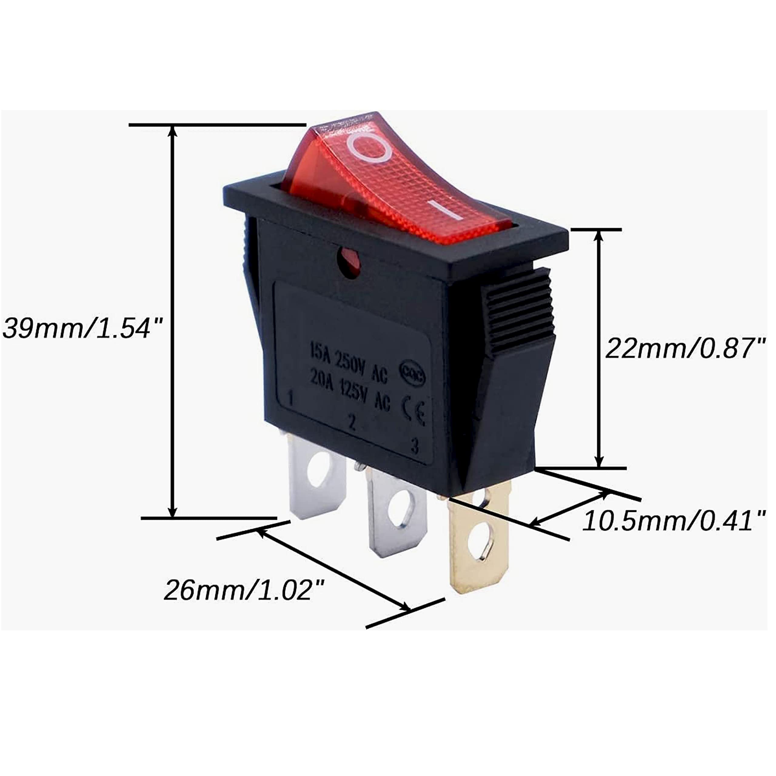 2 Pack 120927-24 On Off 120 Volt 3 Prong Plug Rocker Switch Lighted for Electric Fireplaces FMI Desa 29-159-1 Heater Switch 28785
