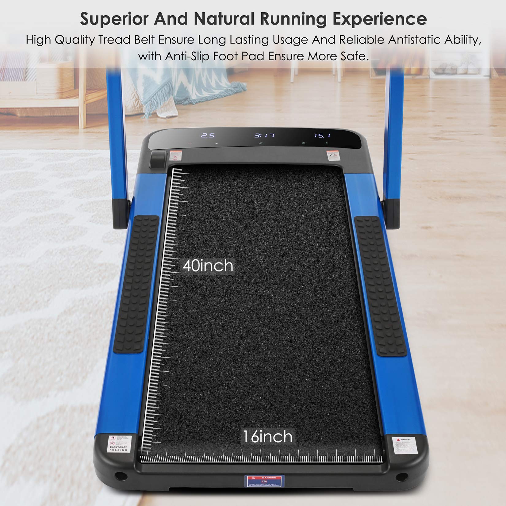 2 in 1 Under Desk Folding Treadmill,Electric Motorized Portable Pad Treadmills Walking Jogging Running Exercise Fitness Machine with Remote Controller App Control and LED Display for Home Gym