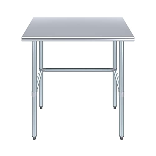 AmGood Stainless Steel Work Table Open Base | NSF Kitchen Island Food Prep | Laundry Garage Utility Bench (36" Long X 24" Deep)