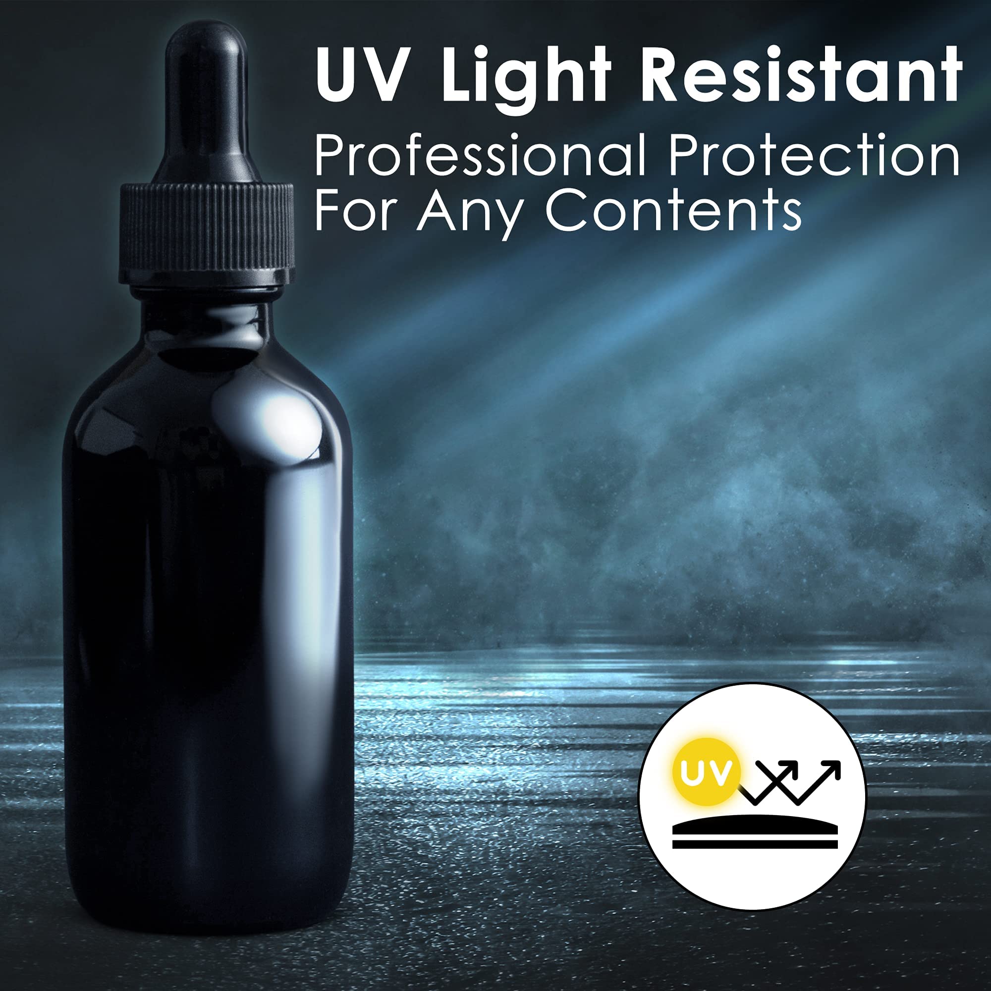 Brilliant Black 2-ounce Boston Round Tincture Bottles With Droppers- Black Glass Droppers for Essential Oils and Serums-Not Painted or Coated Complete UV Protection Bundled In 24 Pack For Bulk Needs