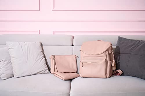 Comfy piks Diaper Bag Backpack, Vegan Leather Backpack with Baby Changing Pad, Stroller Straps and Carry Pouch, Convertible Baby Travel Bag with Insulated Pockets for Diapers, Bottles, Toys, Clothes