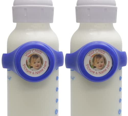 Personalized Baby Bottle and Sippy Cup Label for Daycare Personalized Band with Your Childs Picture Baby Face Band 2 Pack Blue Pink 2 PK