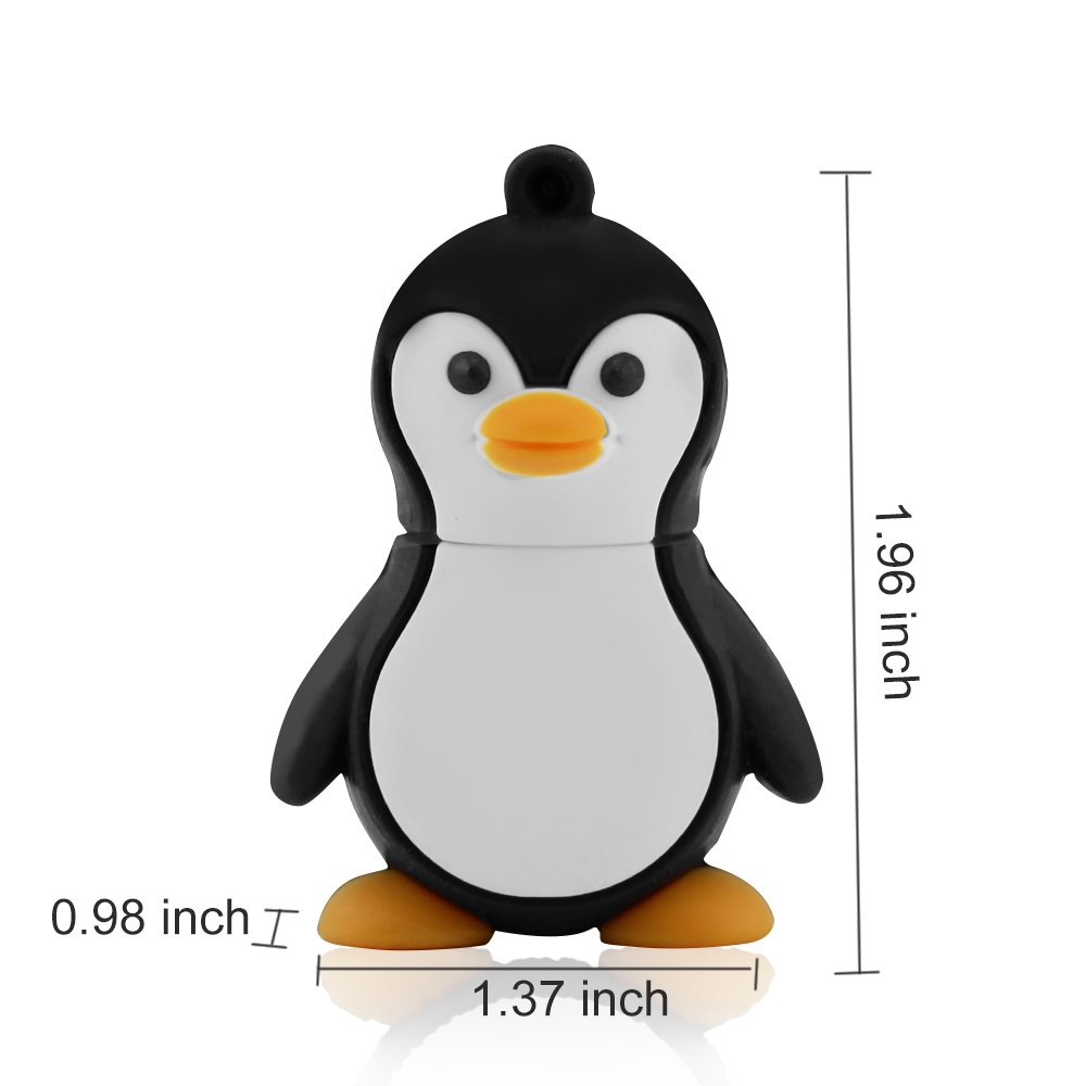 128GB USB Flash Drive, Cute Cartoon Penguin Shaped Thumb Drive, Novelty USB Stick for Data Storage and Backup, Funny Flash Drive for PC/Tablets/Mac/Laptop