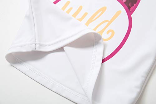 BONVERANO Little(Big) Girls Rashguards UPF 50+ Sun Protection Two Pieces Swimsuit with (Pink-Mao, 3-6M)