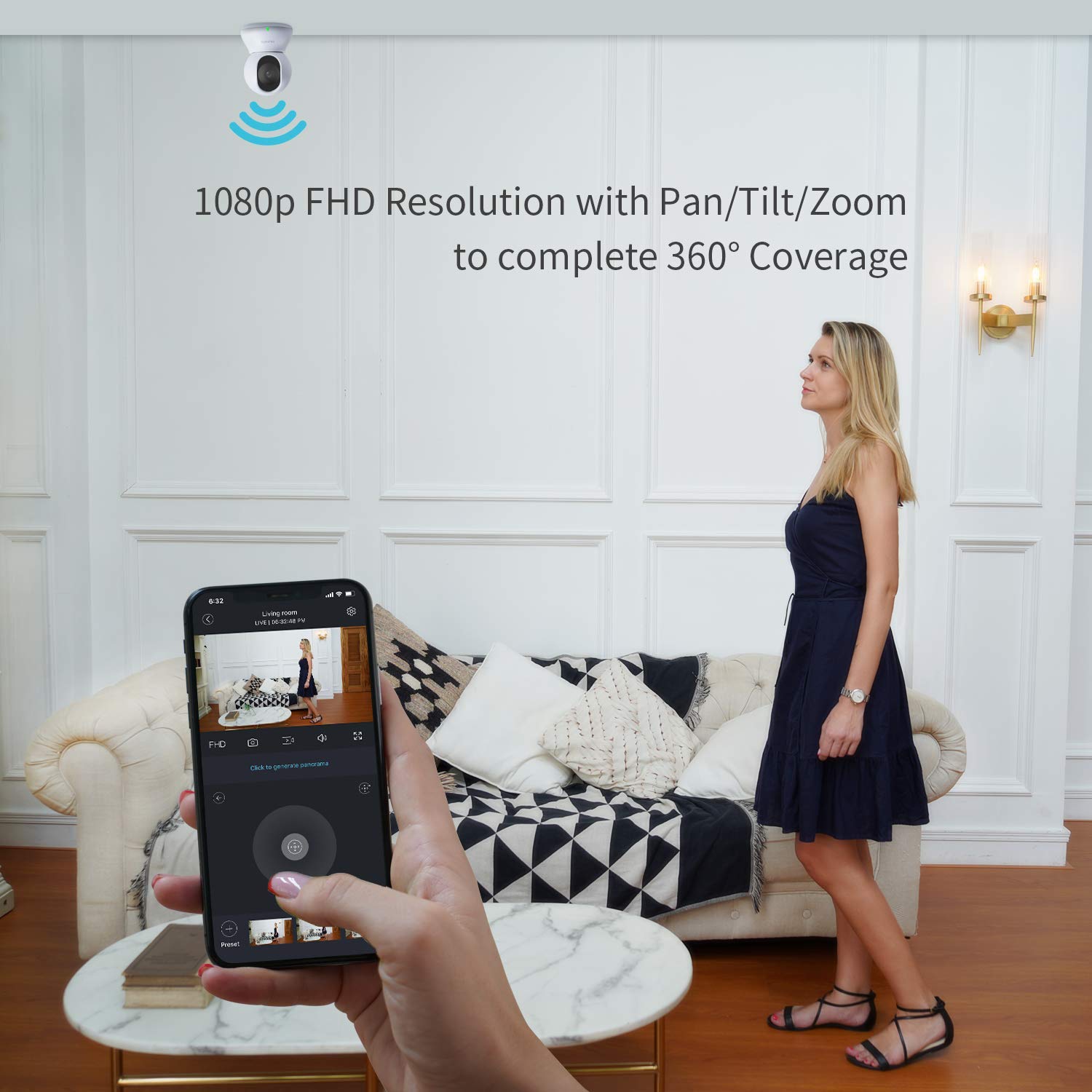 blurams 4pc Indoor Security Camera PTZ 1080p, WiFi Dome Camera Pet/Nanny Camera Baby Monitor w/Two-Way Audio | Sound/Person Detection | IR Night Vision | Cloud&Local Storage | Compatible with Alexa
