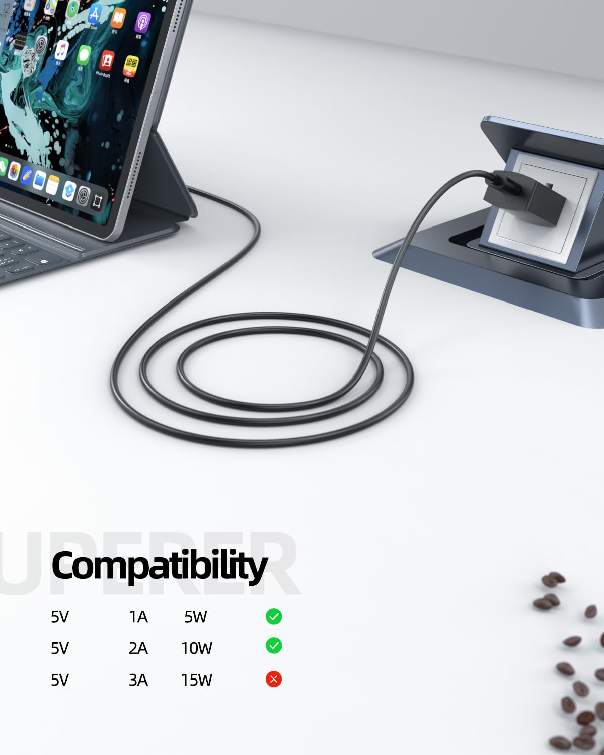AC Charger Fit for RCA 10 Viking Pro RCT6303W87DK RCT6303W87 10.1 inch, Nextbook Premium 7 7HD 7SE 8 8HD 8SE 9 Next9P 7 Resistive Tablet with 5Ft Cable Power Adapter Supply Cord