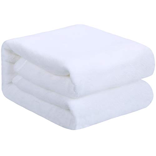 Boao 1 Piece Sublimation Baby Blankets 30 x 40 Inch Blank White Baby Receiving Blanket Fuzzy Soft Warm Blanket Infant Newborn Blanket for Crib Stroller DIY