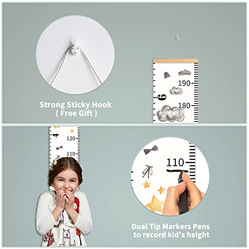 ASENART Kid Children Height Cloud and Ballon Growth Chart Ruler Growth Wall Chart Art Waterproof Hanging Rulers for Kids Bedroom Nursery Wall Decor Removable