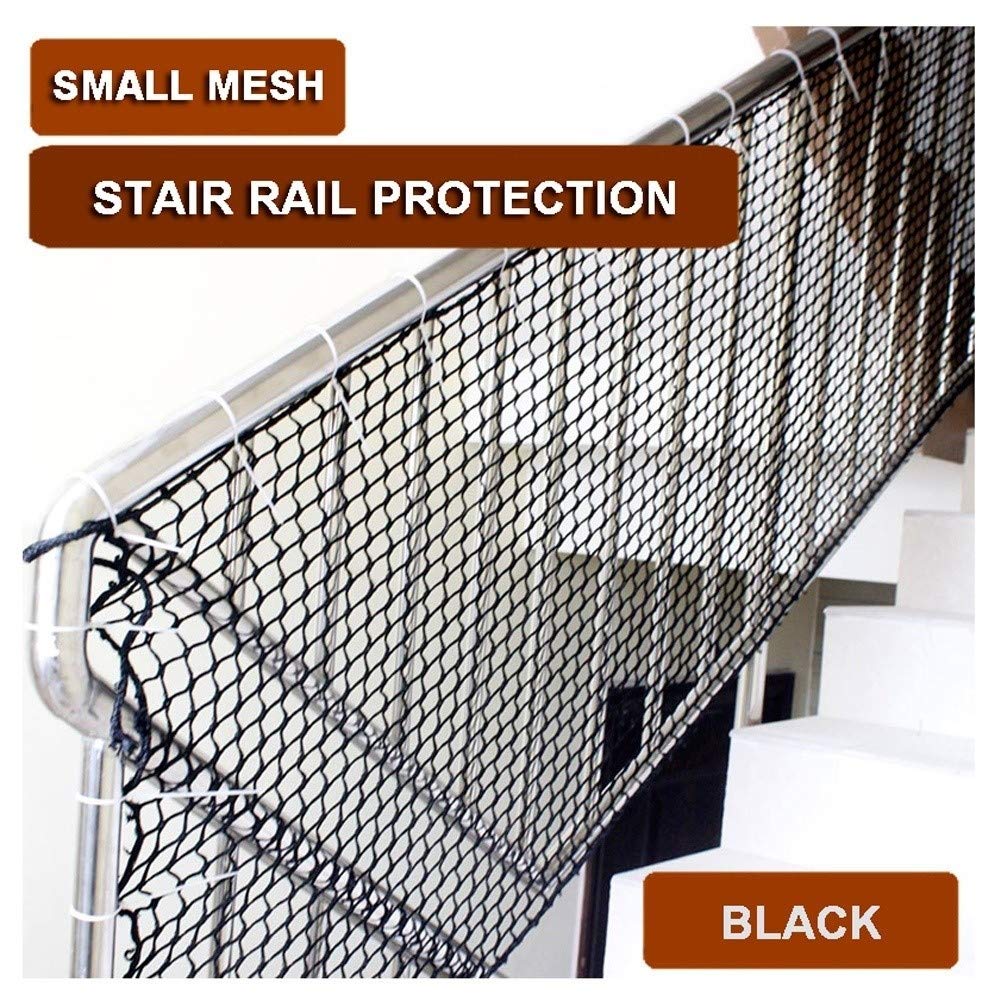Black Stair Net Baby Protective Netting, Stairway Railing Safety Net for Children Pets Toys, Nylon Mesh Net for Balcony Banister Guard, Fence Net, Cargo Net (Size : 1x3m(3x10ft))