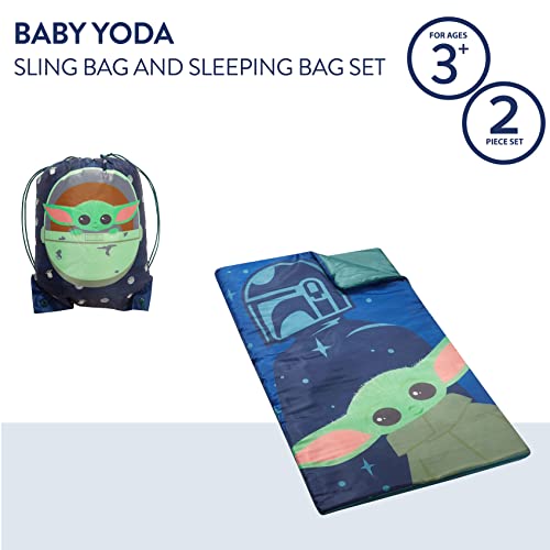 Disney Star Wars: The Mandalorian Featuring The Child Sling Bag and Cozy Lightweight Sleeping Bag, 46β L x 26β W, Ages 3+