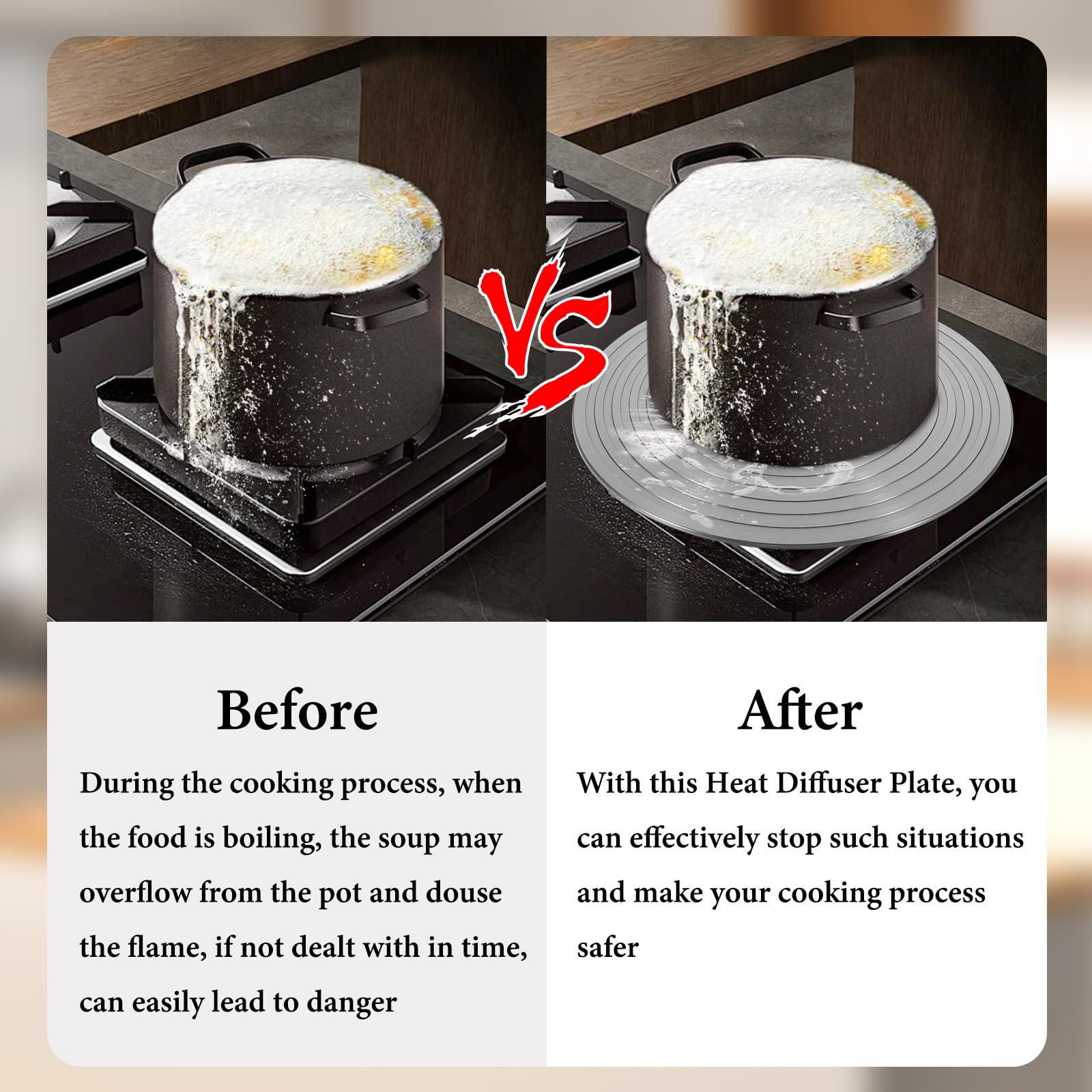 2 Pack Gas Stove Heat Diffuser Plate, Round Fast Defrosting Tray Aluminum Non-Stick Coating Cookware Simmering Thawing Plate Conduction Multifunctional, Flame Guard Protection Stovetop (11 inch)