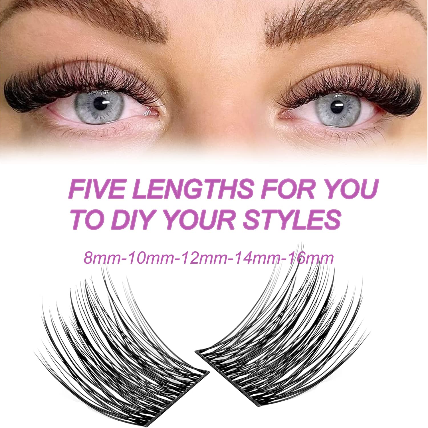 12mm Lash Clusters d Curl, 225 Clusters 0.07mm Individual Lashes False Lashes Wider Stem Segment Lashes Voluminous Lightweight Fluffy Wispy Reusable Home DIY Extensions Clusters (12mm)