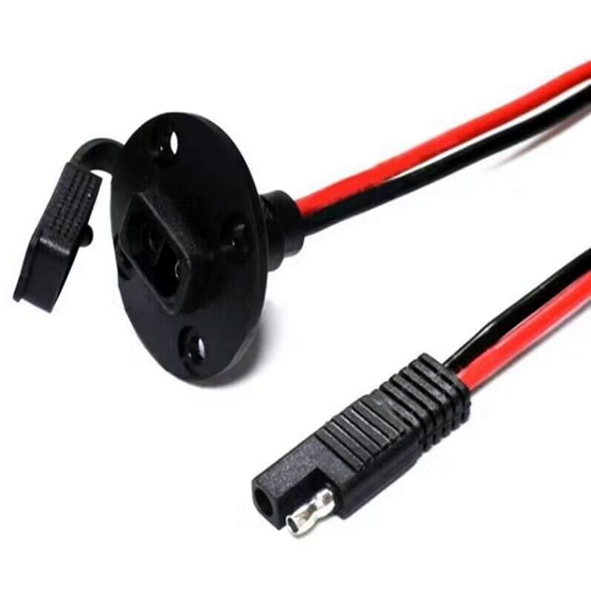 12AWG SAE Cable Connector, Solar Weatherproof SAE Quick Connect Solar Panel Mount, SAE Power Socket Sidewall Port,Universal Flush-Mountable Connector for Battery Charger 30cm(2PCS)