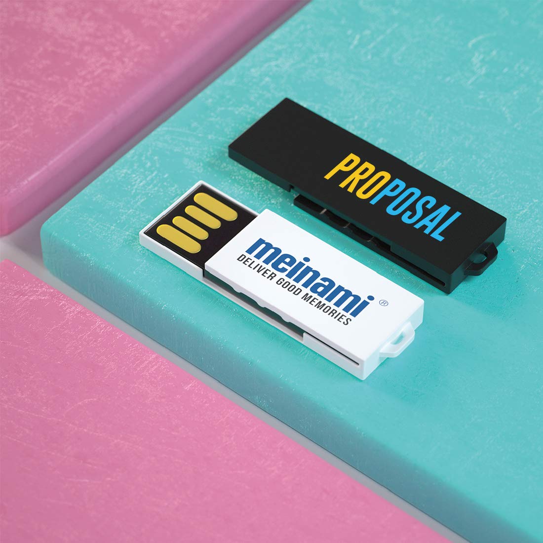 MEINAMI Paper Clip Custom USB Flash Drive in White Logo Printed Thumb Drive Mini Personalized Memory Stick 16GB 25 Pack