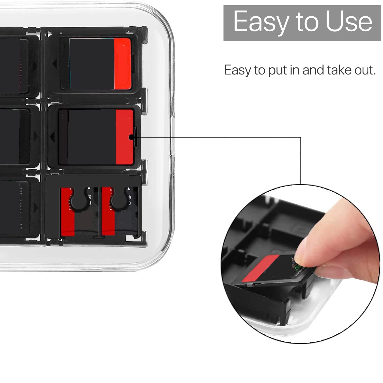 12in1 Game Card Case for Switch / Switch OLED 2021 / Switch Lite, for NS Game Card Organizer Holder Shell with 12 Game Slots, Keeps Card Safe Travel Portable (Transparent)