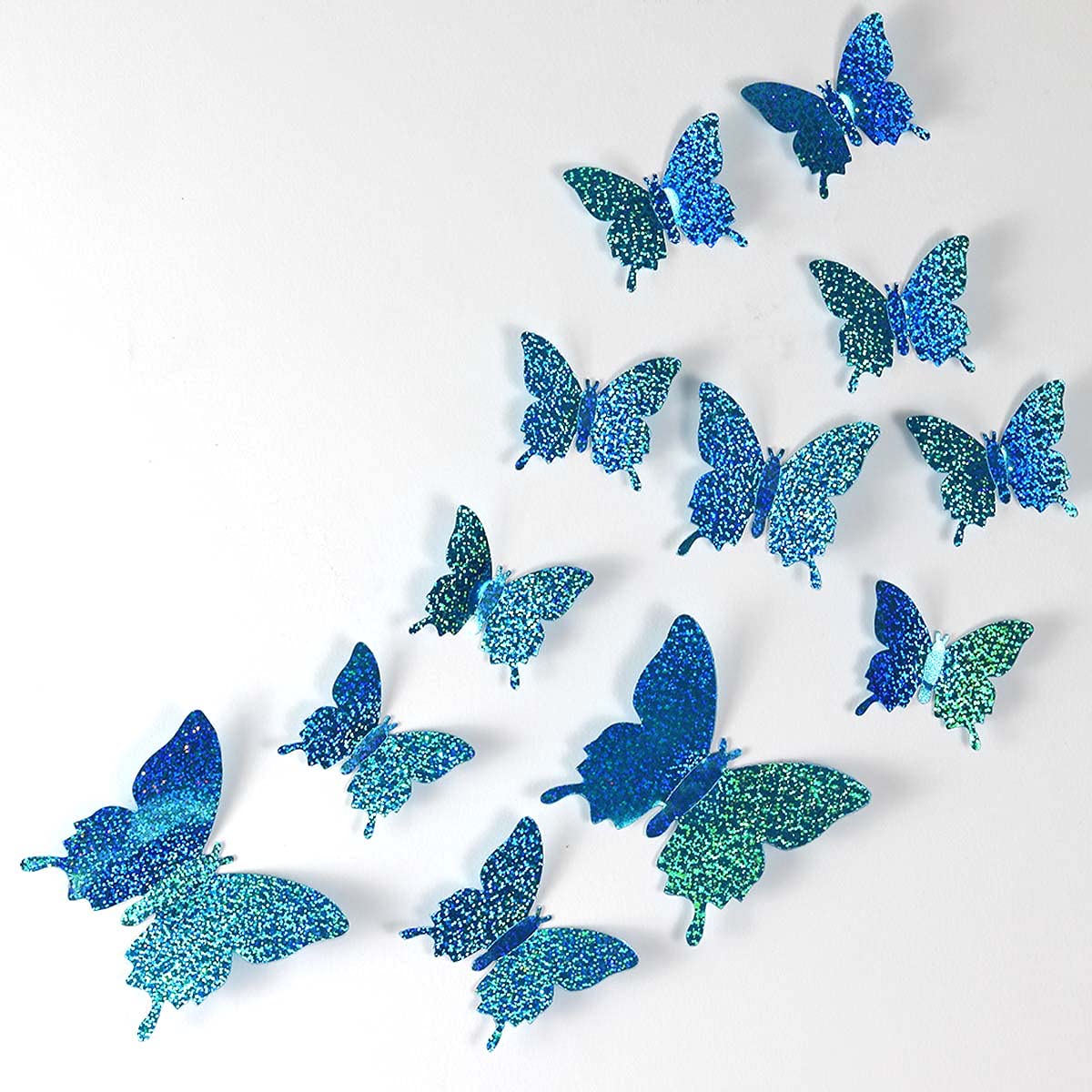 24pcs 3D Butterfly Removable Mural Stickers Wall Stickers Decal for Home and Room Decoration (Indigo)