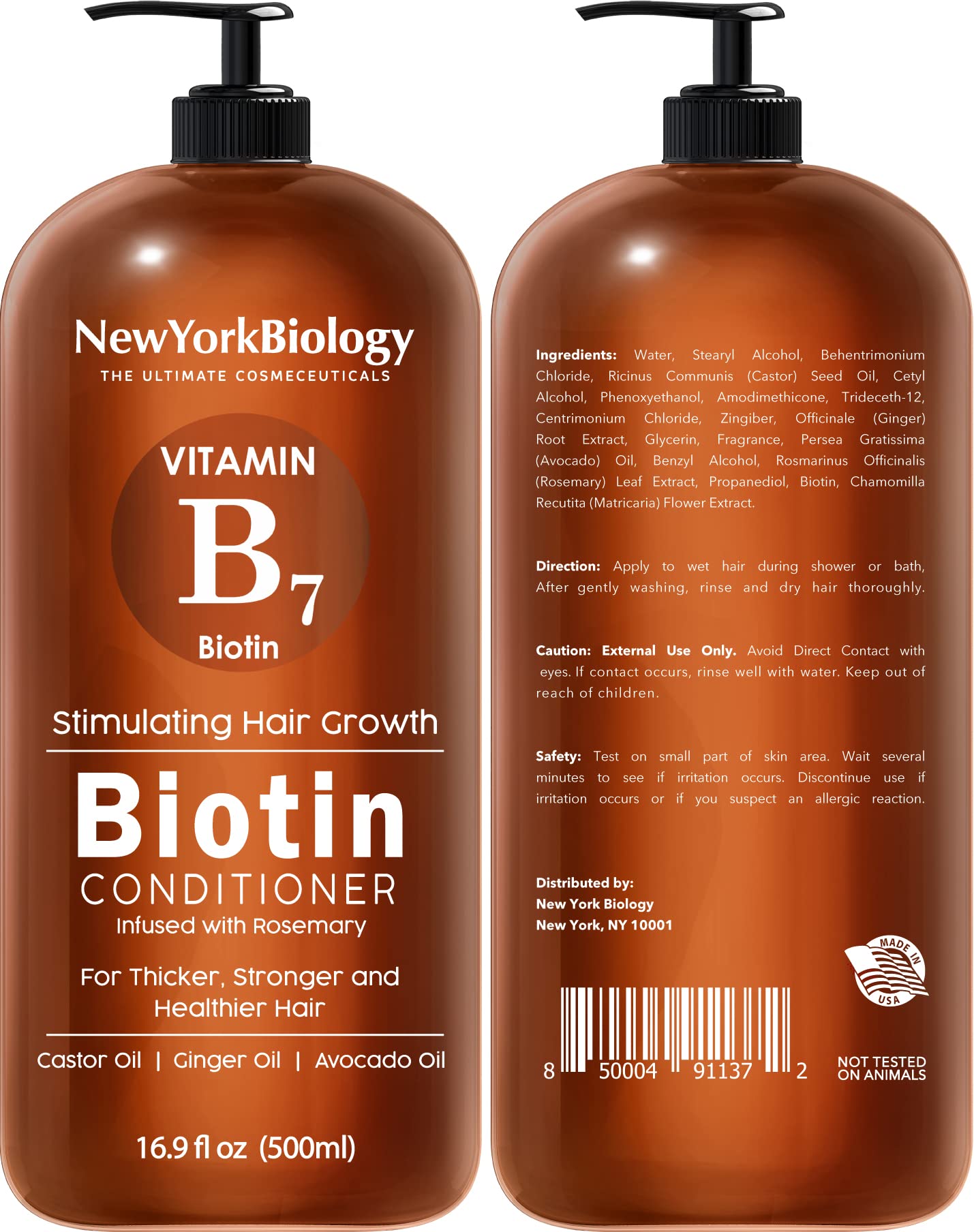 New York Biology Biotin Shampoo and Conditioner Set for Hair Growth with Tea Tree Shampoo and Conditioner Set - Thickening Formula for Hair Loss Treatment - Relief for Dandruff – 16 fl. Oz