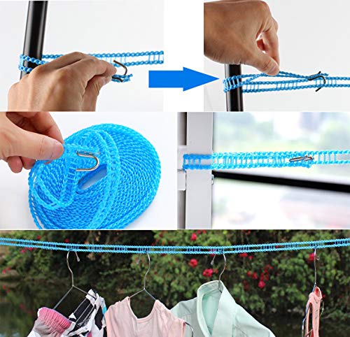 Foshine Clotheslines 3 Pack Blue Pink Green 1.64ft Length Camping Clothesline Clothes Drying Rope Portable Windproof Travel 5m Clothesline for Indoor Outdoor Laundry Windproof Clothes Line