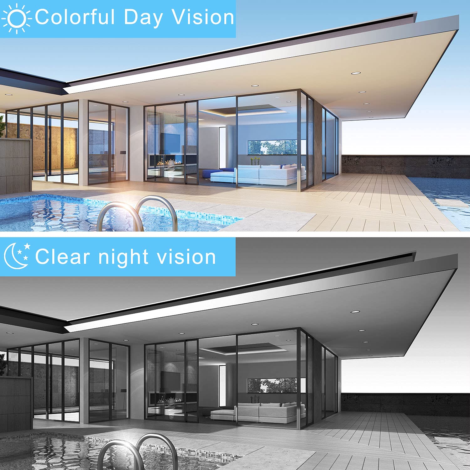 Borntechsz Tuya Smart Life Security Camera,3MP HD Wireless WiFi Home Surveillance Pan/Tilt 355° View Waterproof Full Color Night Vision, Human Detection,Auto Tracking