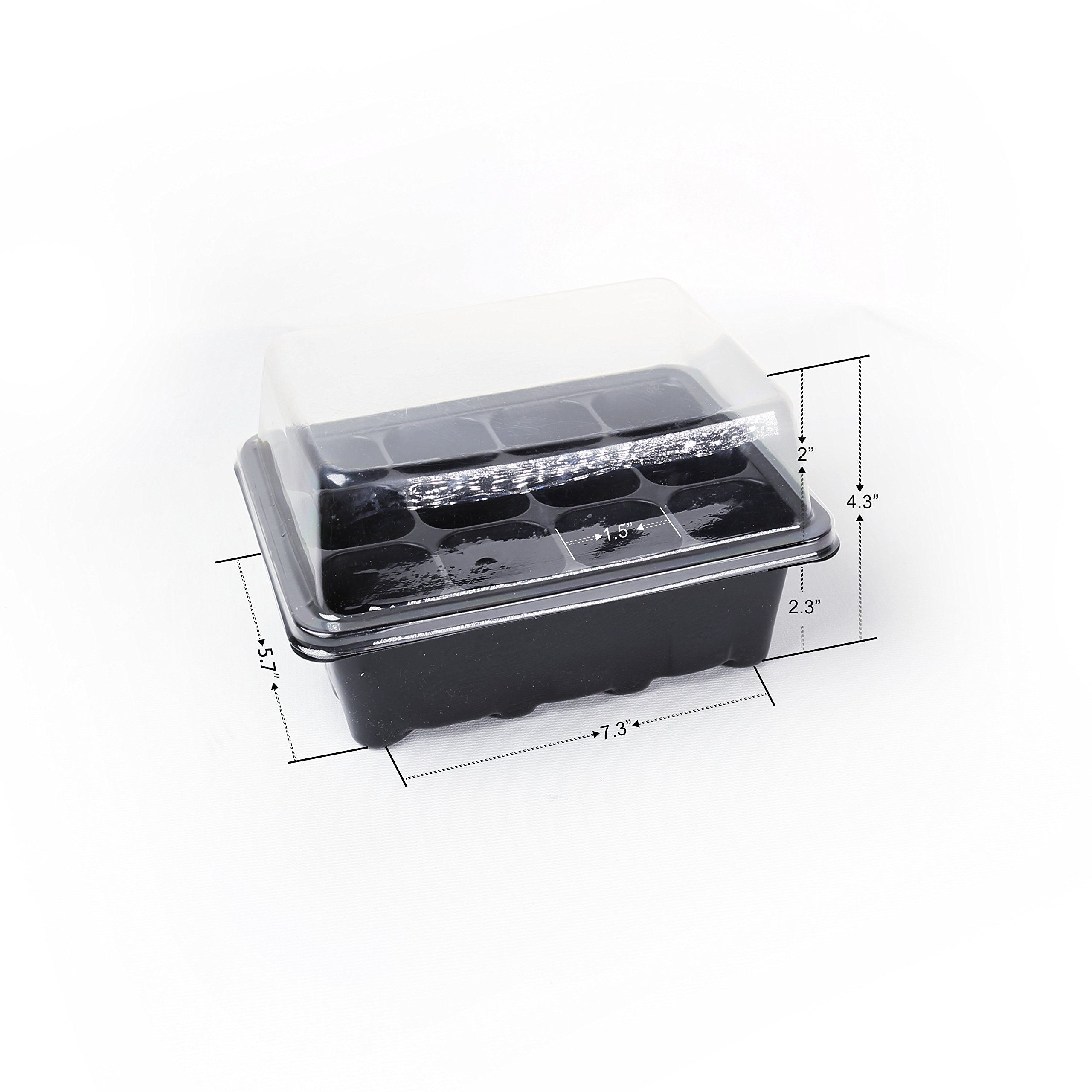 12 Grow Trays with Humidity Dome and Cell Insert - Mini Propagator for Seed Starting and Growing Healthy Plants - Durable, Reusable and Recyclable β 10 Pack β 120 Cells (12 Grow Trays)