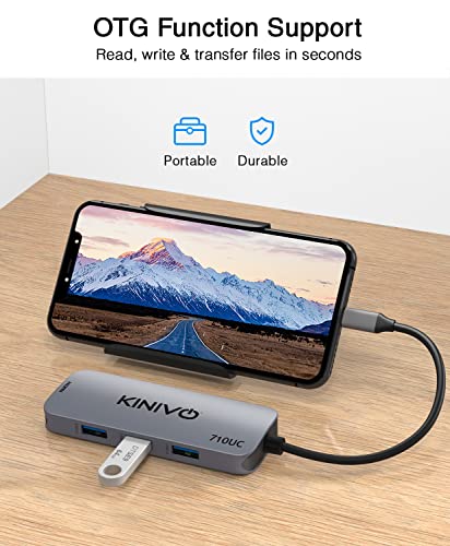 Kinivo 710UC USB C Hub (7 Port USB-C Adapter- 3 USB 3.0-5Gbps Data, 4K HDMI, 100W PD, SD, TF Card Reader) - Compatible with MacBook Pro Air (Thunderbolt 3), iPad Pro, Chromebook, XPS, Samsung