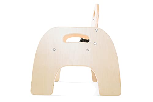 Foundations Simple Sitter Low 13” Feeding Chair, Wide “No Tip” Base, Adjustable Safety Harness, Food Service Grade Finish, Easy to Clean, Sturdy Baltic Plywood (Natural)