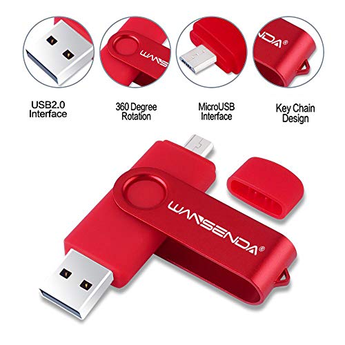 64GB Micro USB Photo Storage Keychain USB Flash Drive for Android Phone Samsung Galaxy S7/S6/S5/S4/S3, Note5/4/3/2, A7/A8/A9,C5/C7, LG V40,G4,Q7,LG Stylo3 (64GB, Red)
