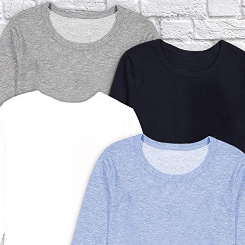 Brix Baby Toddler Boys' Long Sleeve - 4-Pack Cotton Tagless Tee Shirts. 12m
