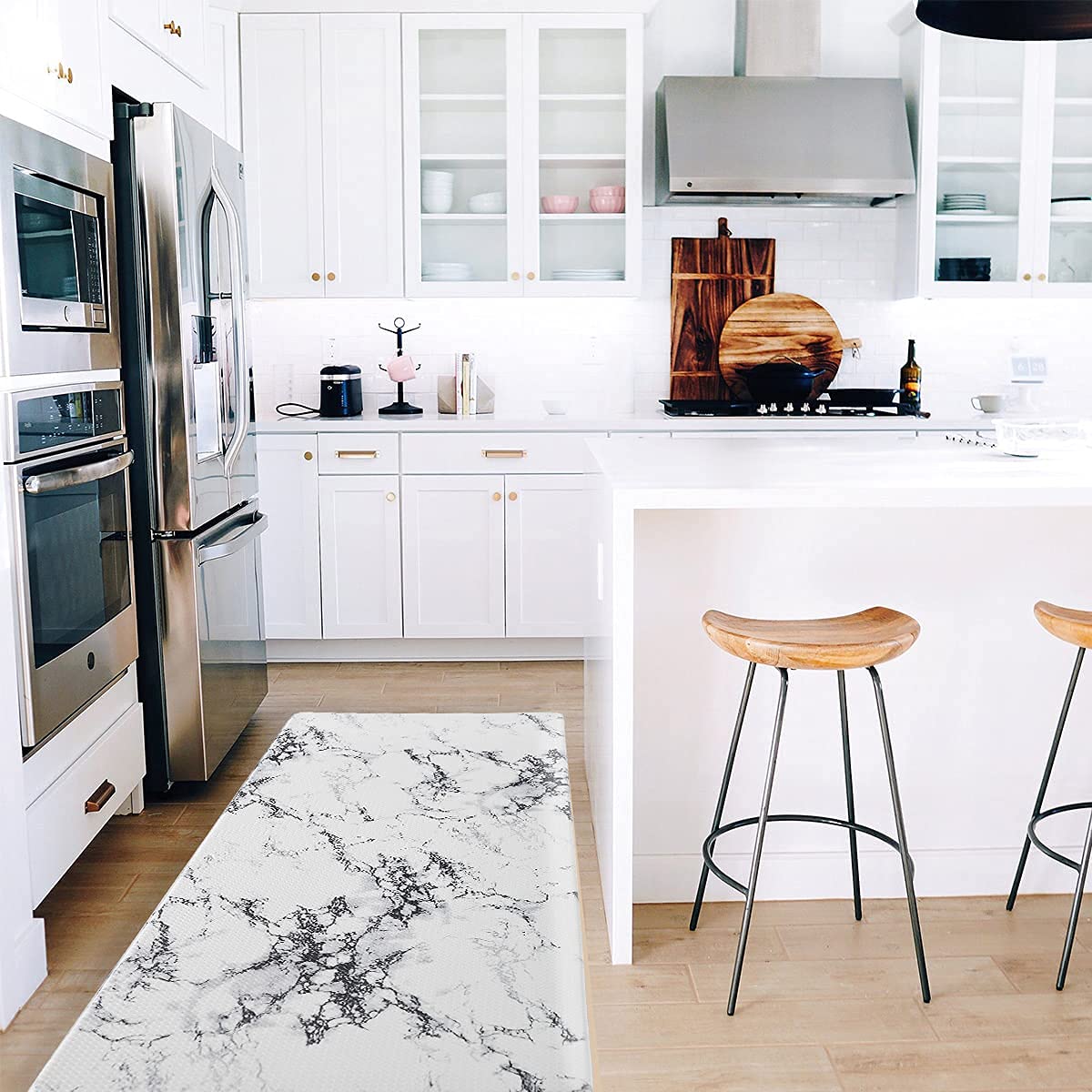 Asvin Kitchen Mat Set of 2 Pieces, Anti Fatigue Cushioned Kitchen Rug for Floor, Non-Slip PVC Waterproof Heavy Duty Sink Mat for Home, Office, Laundry, 17"x30"+17"x47"