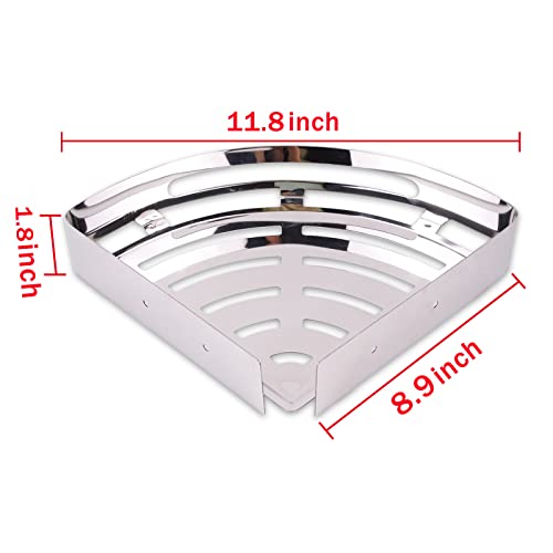 aZugo No-Drilling Wall Mounted Double-layer Corner Kitchen Bathroom Storage Racks Shelving Stainless Steel With 2hooks
