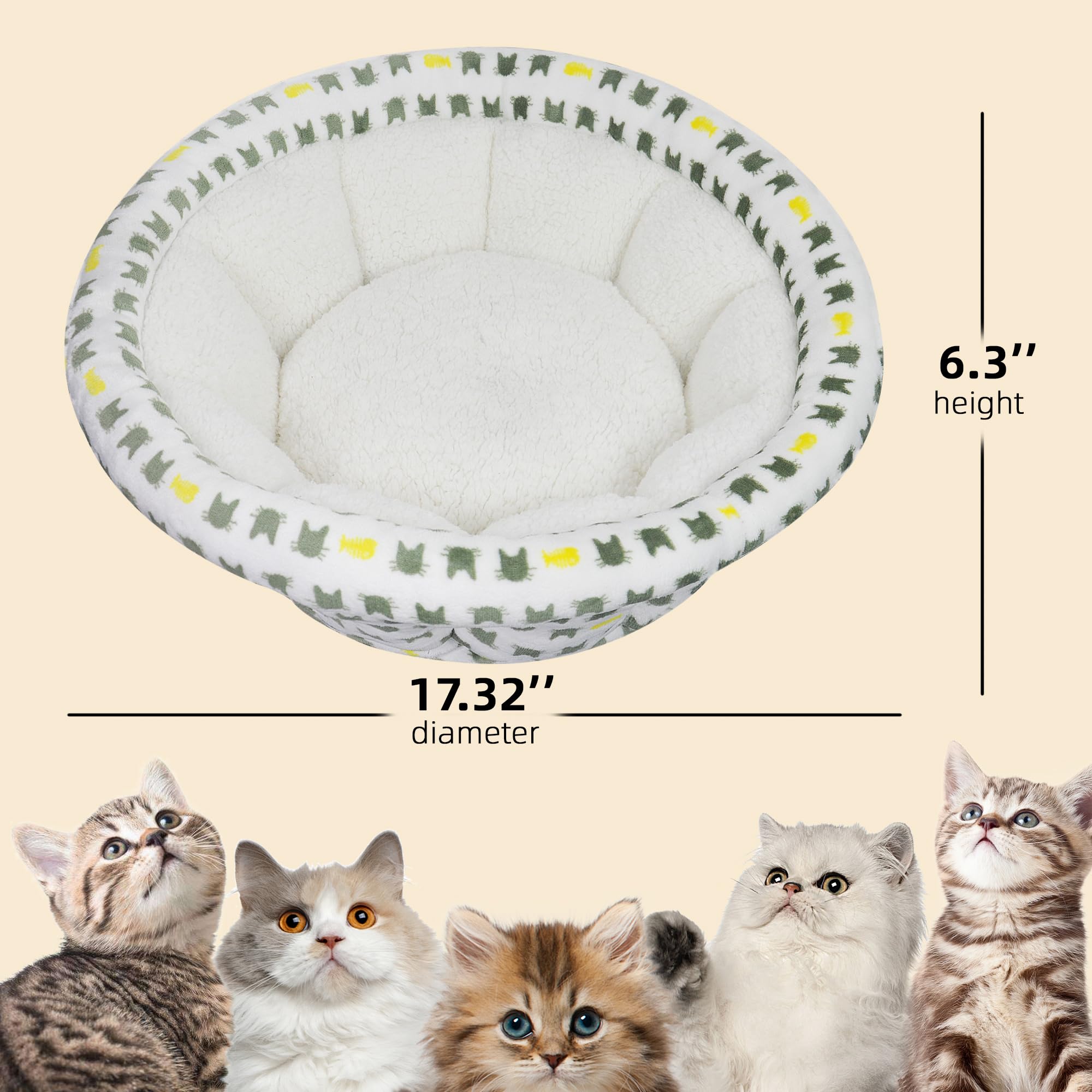 AIWIKIDE Super Soft Small Dog Bed & Cat Bed, Anti-Anxiety Puppy Cuddler Bed, Cozy Round Fluffy Plush Pet Bed, Machine Washable Faux Fur Donut Cuddler Cat Bed …