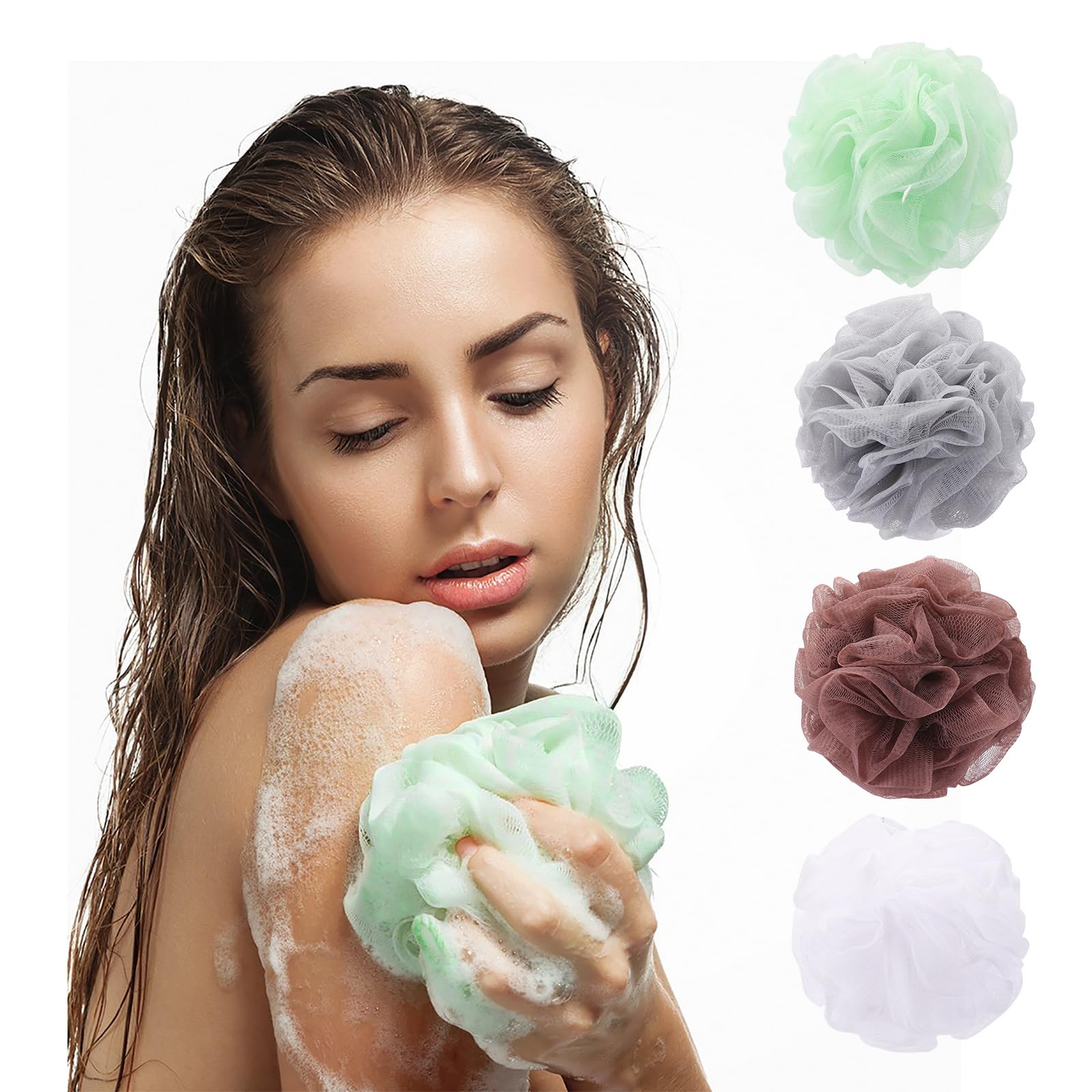 8 Small Mesh Pouf Bath Sponge - Mesh Loofah Body Exfoliating Shower Ball Shower Sponge