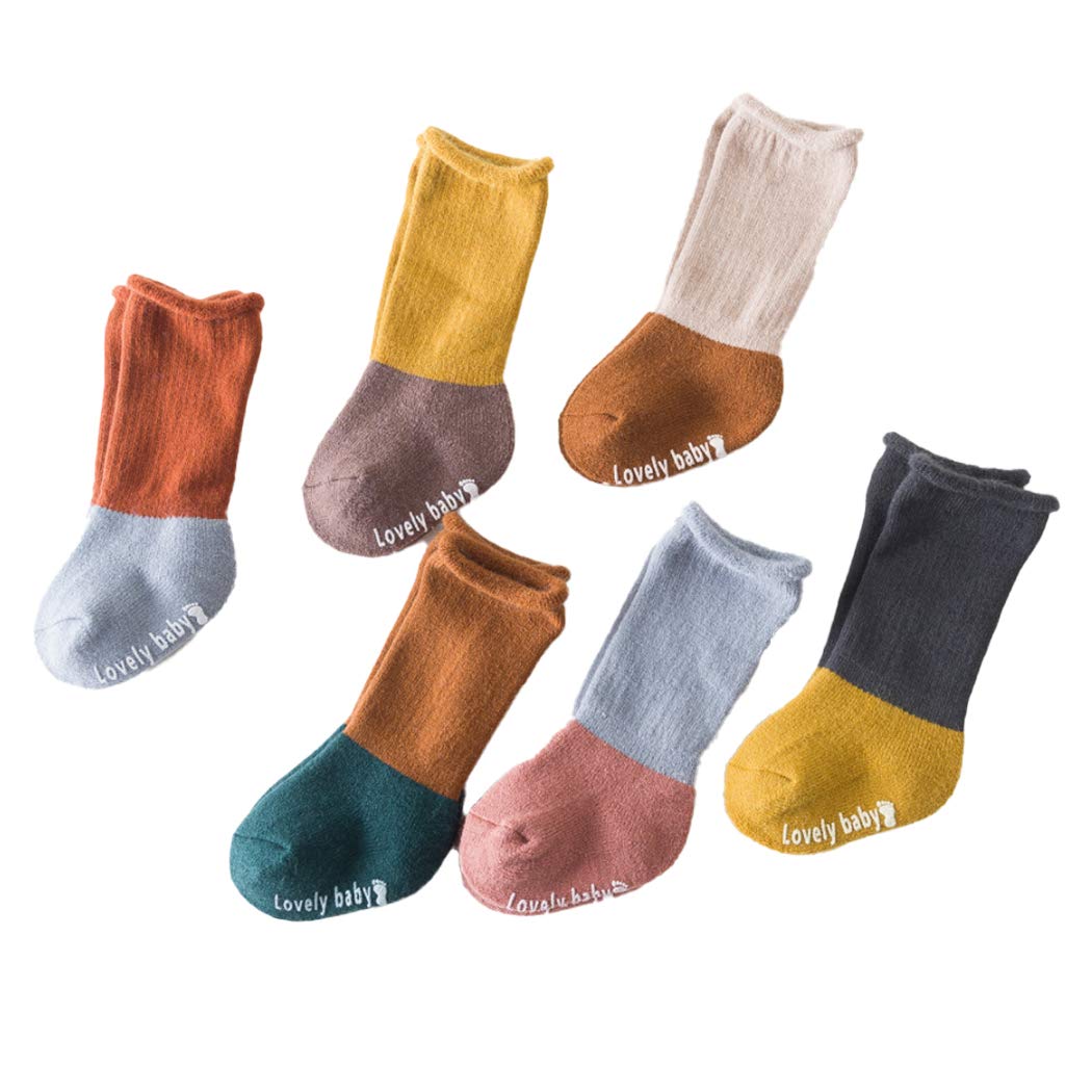 Ashmyova Baby Boys Girls Anti Slip Socks Toddler Winter Thick Wool Socks, Unisex Cotton Warm Socks for Newborn 6 Colors Size 6-12 Months