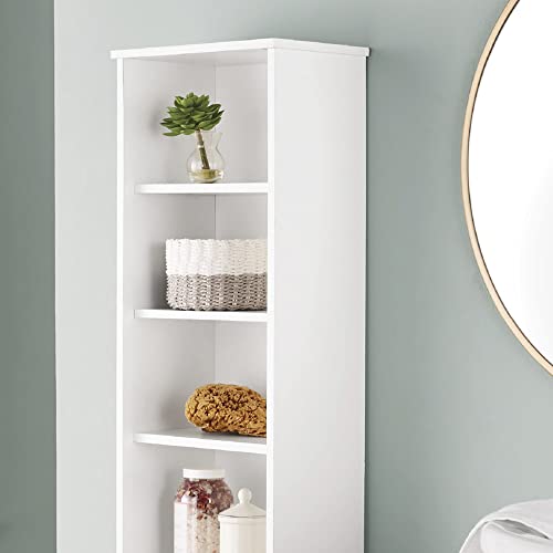 AZZAN White Bathroom Storage with Open and Concealed Shelves