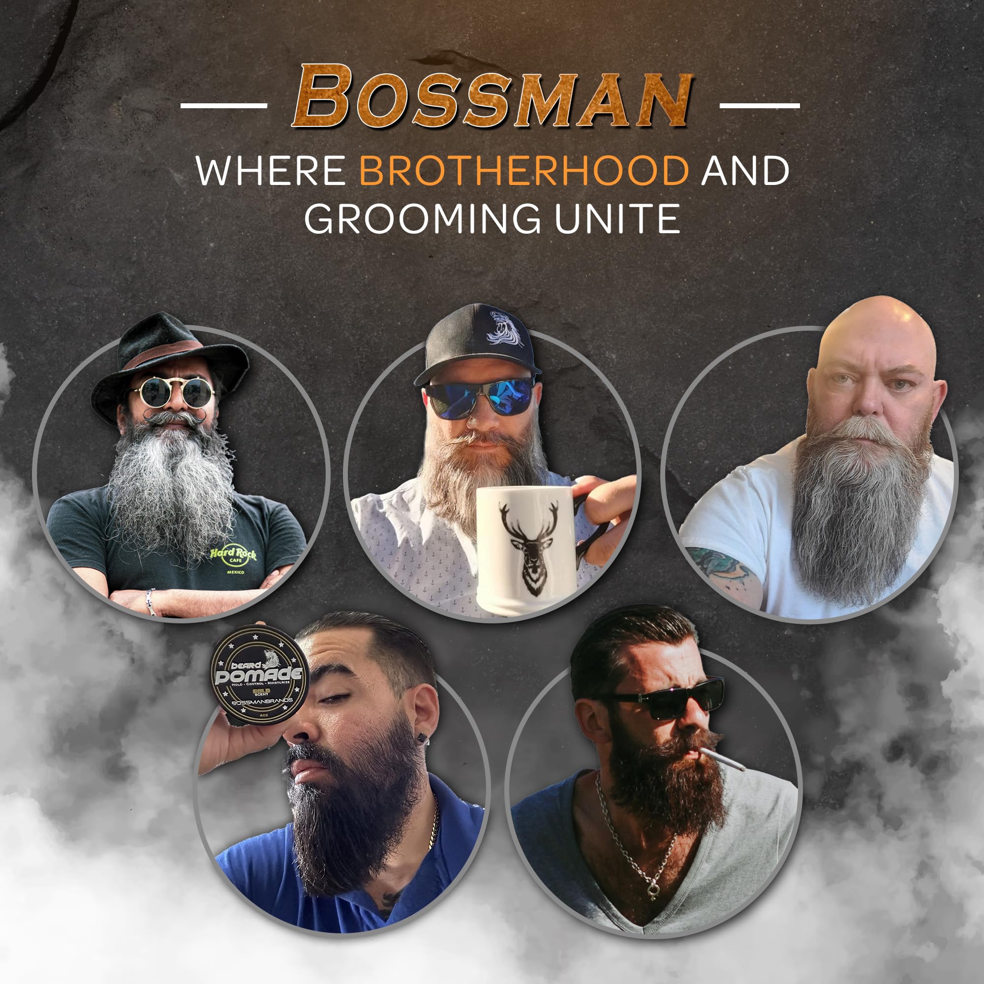 Bossman Hair & Beard Pomade - All Day Hold, Control and Moisturizing Hair, Beard and Moustache Styling Product - Natural Strong Hold Pomade - Made in USA (Magic Scent)