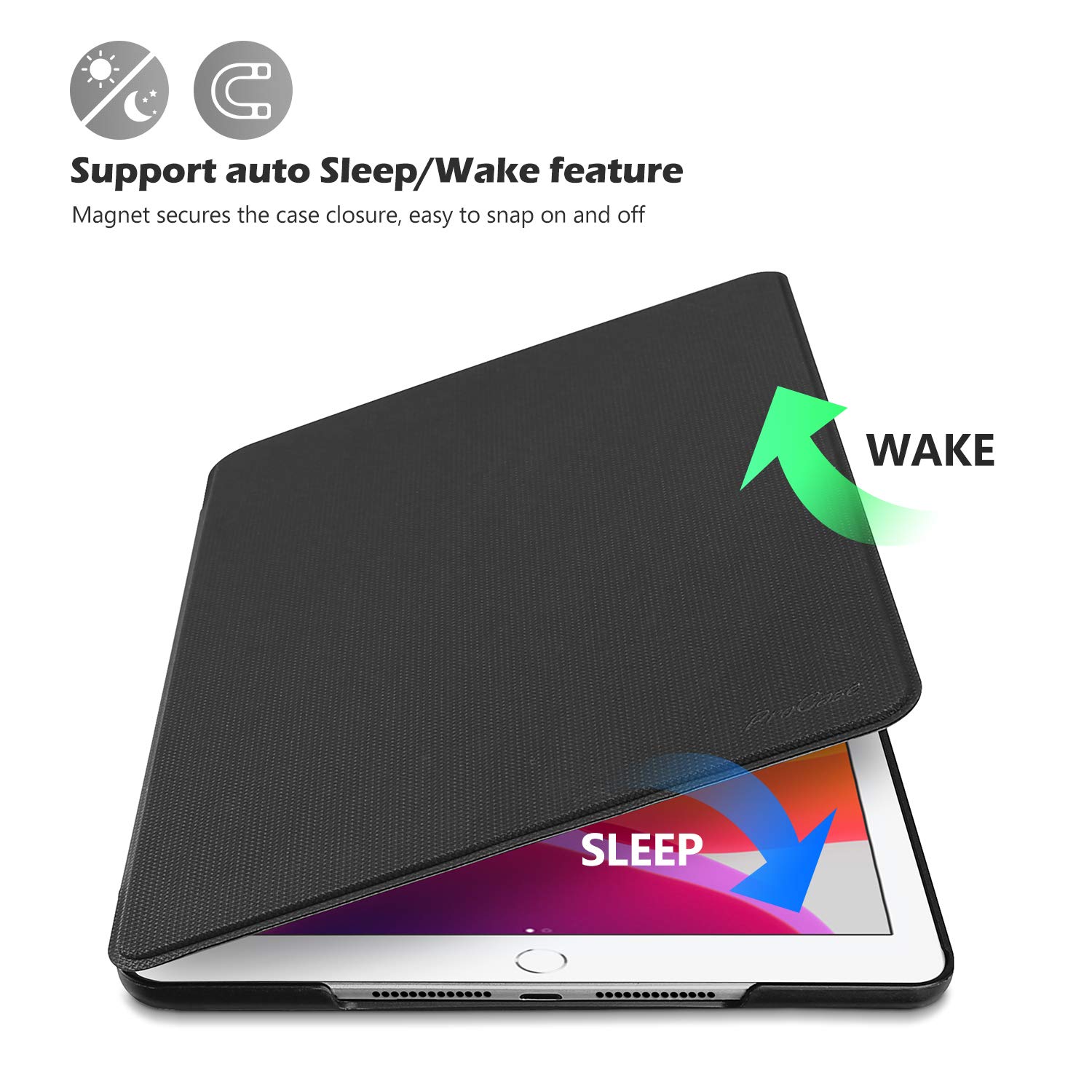 ProCase Smart Case for iPad 10.2 (2021 9th Gen/2020 8th Gen/ 2019 7th Gen) Folio Case with Tempered Glass Screen Protector, Slim Stand Protective Case for 10.2" iPad 9/8/7th Generation -Black