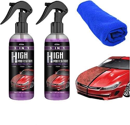 2Pack 3 in 1 High Protection Car Coating Cleaning Spray,Quick Coat Car Wax Polish Spray (100ML)