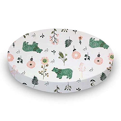 SheetWorld 100% Cotton Interlock Jersey Fitted Oval Sheet, Fits Stokke Mini 23 x 29, Woodland Bears, Made in USA