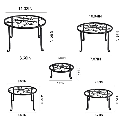 5 Pack Metal Plant Stands,Heavy Duty Potted Holder for Flower Pot,Indoor Outdoor Metal Rustproof Iron Garden Container Round Supports Rack for Planter…