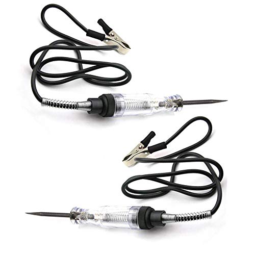 2 Pcs Car Circuit Tester, 6V-12V-24V DC, TuNan Automotive Voltage Test Electrical Volt Continuity Tester Auto with Indicator Light/Long Probe for Truck SUV RV/Wire/Fuse/Socket - Black