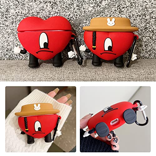 2Pack Cute Airpods Pro 2nd Generation Case Cover, Funny Kawaii Silicone Airpods Pro 2 Case Cute, 3D Bad Bunny Aesthetic Cool Case for AirPods Pro 2 with Keychain for Men Women