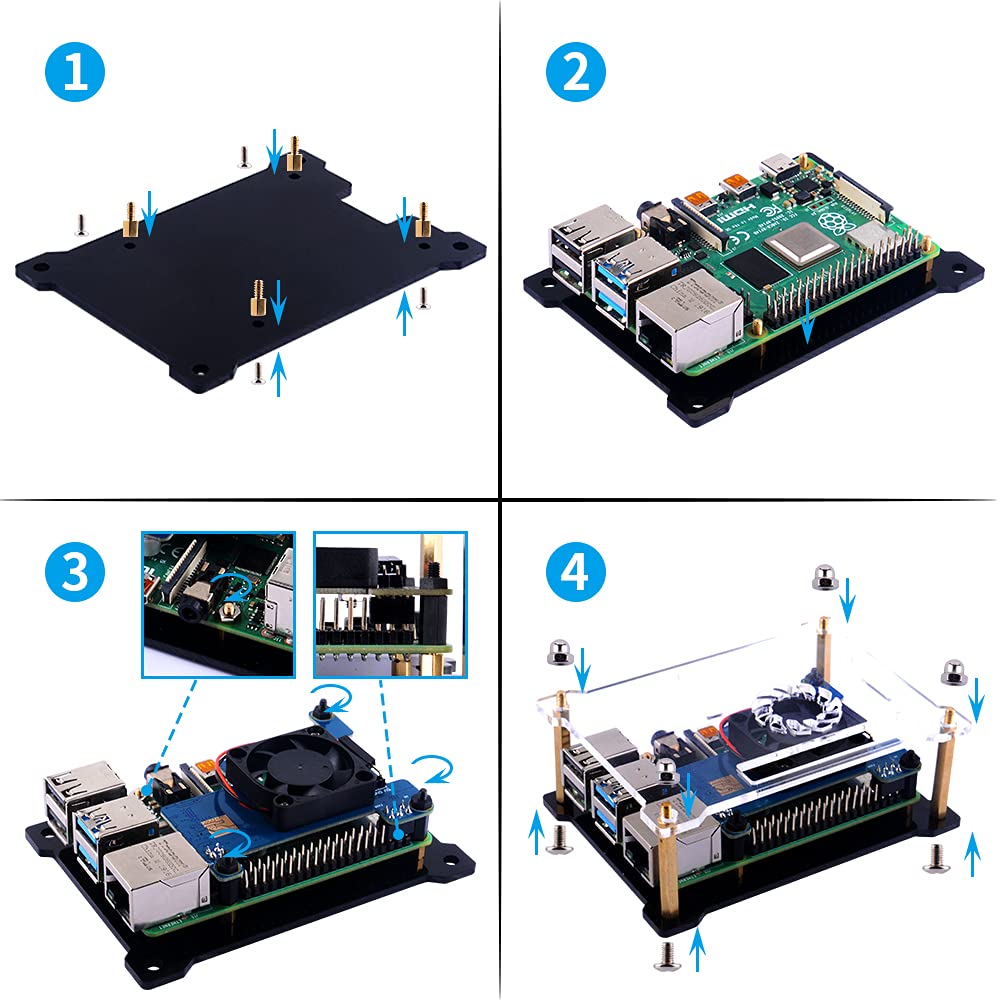 GeeekPi PoE Hat Case for Raspberry Pi 4B and PoE HAT, Acrylic Case for PoE Hat and Raspberry Pi 4B/3B+/3B/2B/B+ (Raspberry Pi and POE HAT NOT Included)