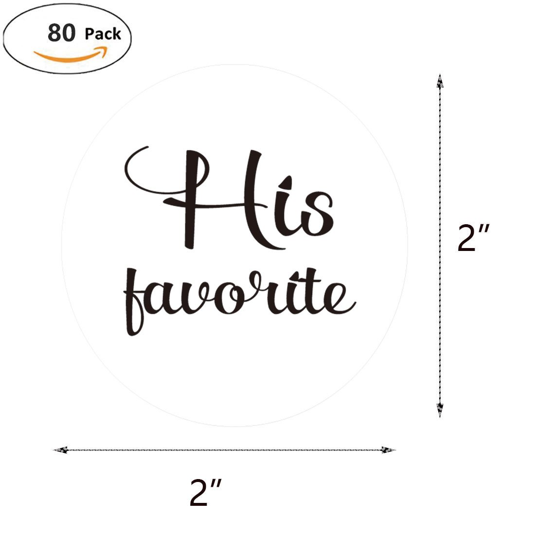 80-Pack- 2” White his Favorite & her Favorite Wedding Stickers, Wedding Favor Stickers Labels