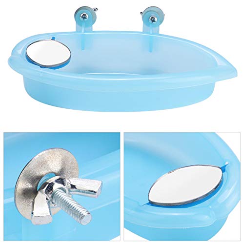 Bird Bathing Box, Blue Pet Parakeet Bird Bath Bird Bath Cage with Mirror Bird Bathtub Bird Cage Accessories for Small Birds Budgies Lovebirds Canary