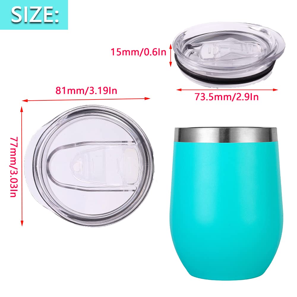12oz stemless wine tumbler lid replacement (4 Pack),2.9 inch diameter spill proof,for Sivaphe and Corkcicle Double-wall Stainless Steel Travel Coffee Mug