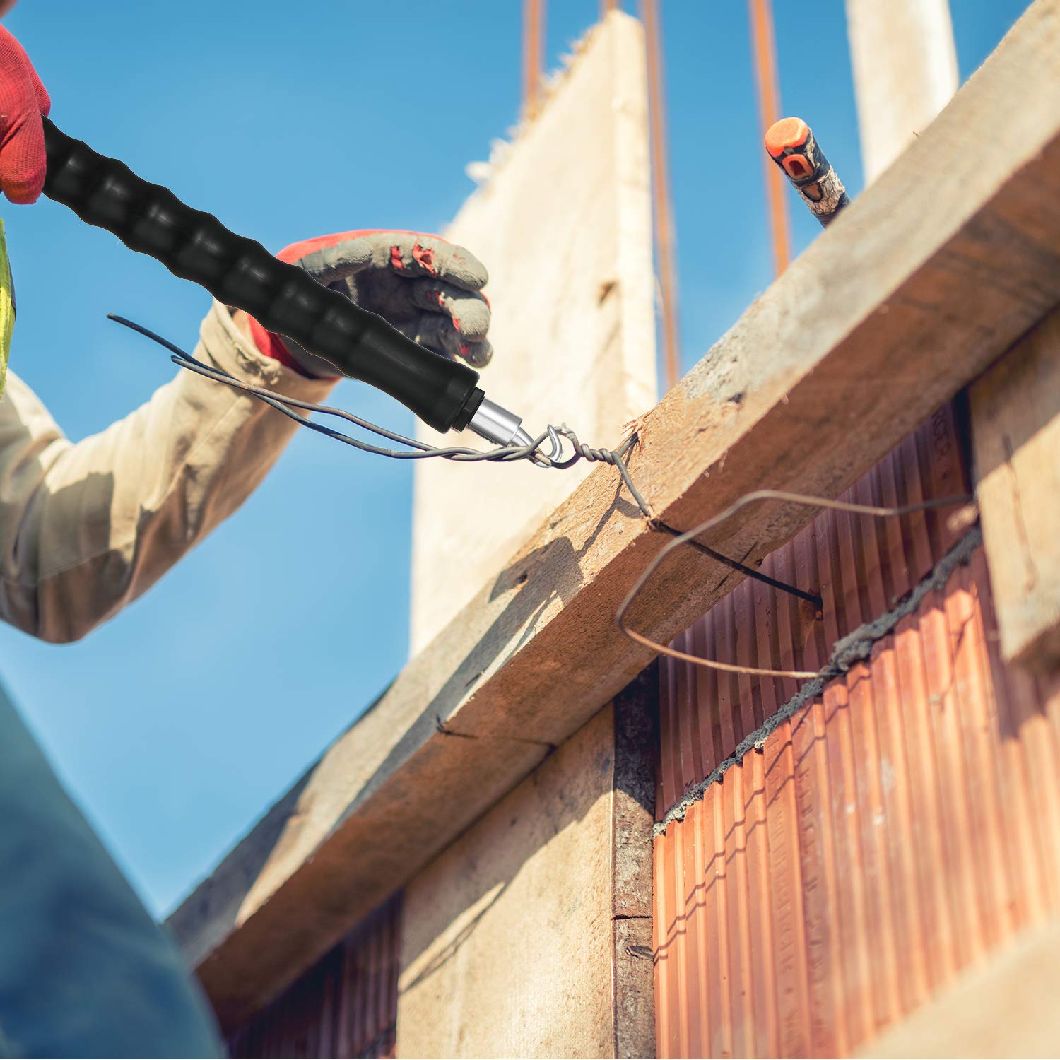 2 Pieces Automatic Rebar Tie Wire Twister, Rebar Tie Wire Twister Tool, Rebar Wire Twister Pull Tie Wire Twister, Concrete Metal Wire Twisting Fence Tool (Curved and Straight Hook)