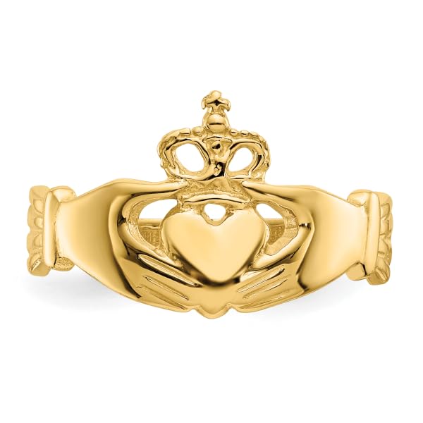 14K Yellow Gold Irish Heart Love Claddagh Celtic Ring size 7