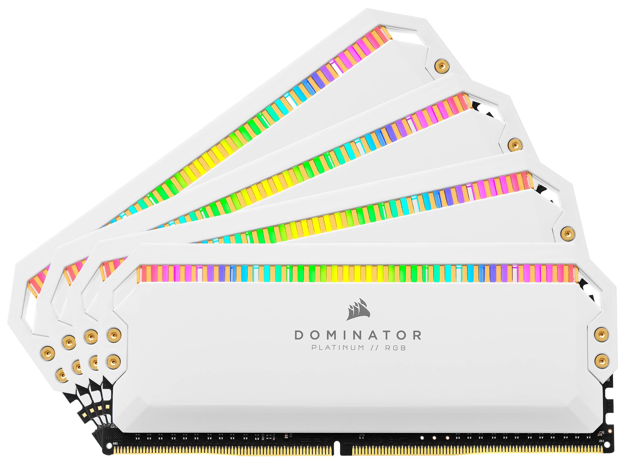 Corsair Dominator Platinum RGB 64GB (4x16GB) DDR4 3200MHz C16 Desktop Memory (12 Ultra-Bright CAPELLIX RGB LEDs, Patented Dual-Channel DHX Cooling Technology, Intel XMP 2.0 Support) White
